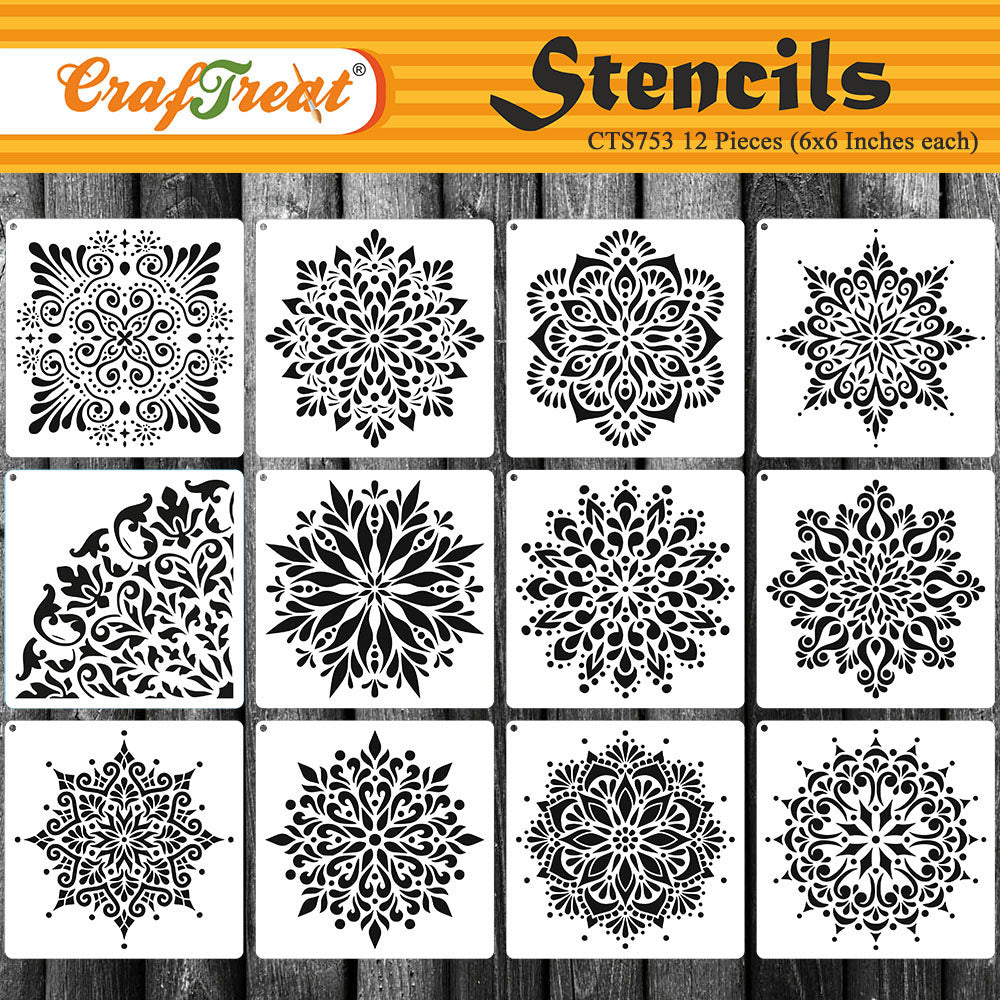 CrafTreat 12pcs of Small Mandala Stencil Design for Art & Craft ...