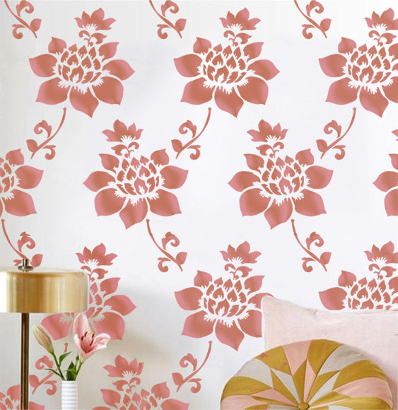Giant Flower Wall Stencil Large Wall Stencils | Vintage Flower