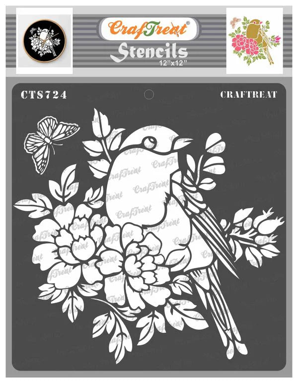 flower-bird-stencil-12x12-inches — thecraftshop.in