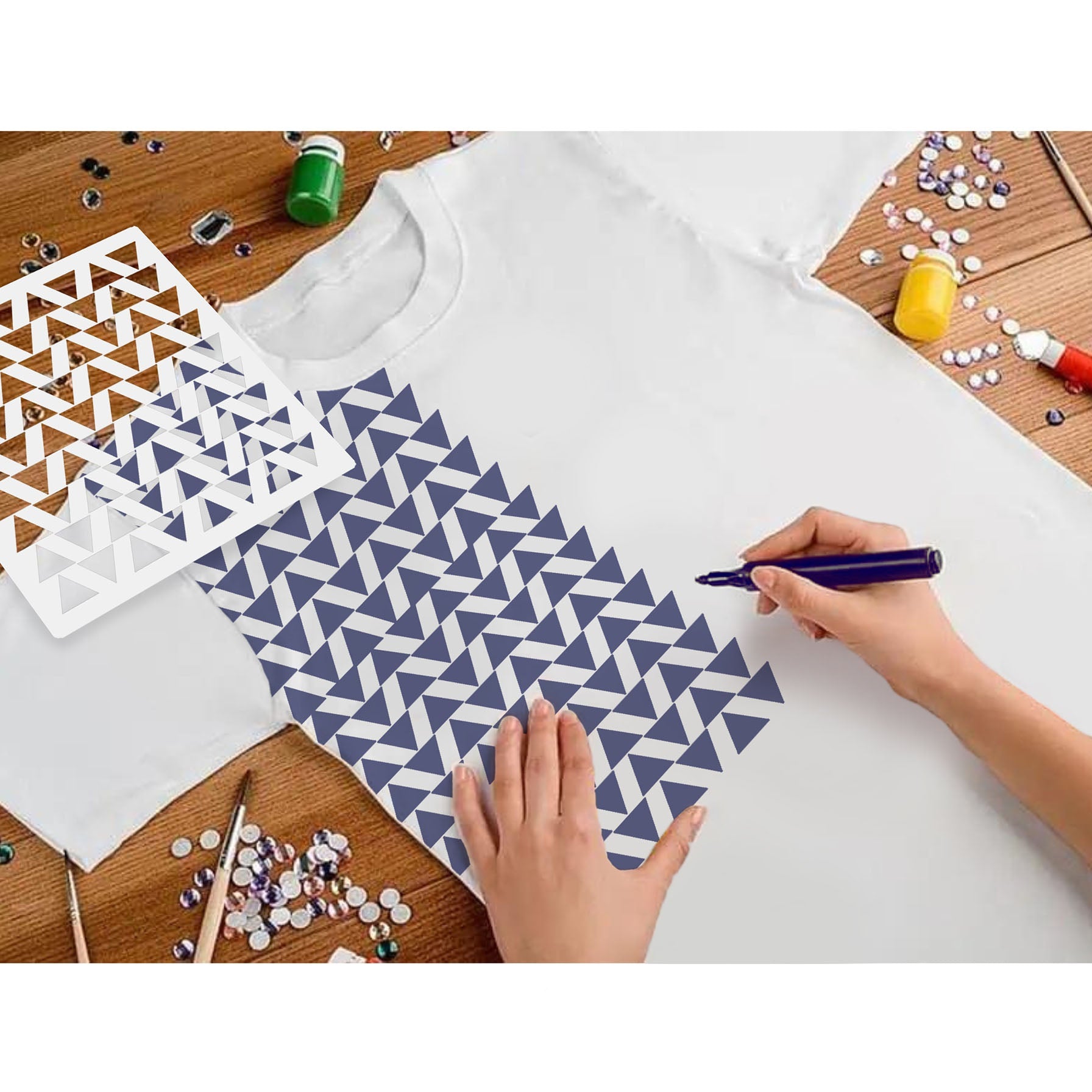 CrafTreat 12pcs Geometric Pattern Stencils for Paintings, Small Polka ...