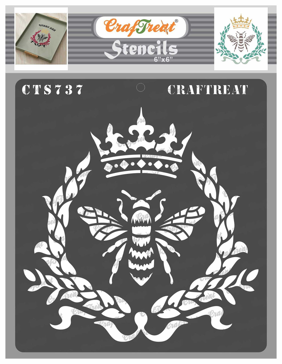 CrafTreat Queen Bee 6x6 Stencil Template |Queen Bee Design ...
